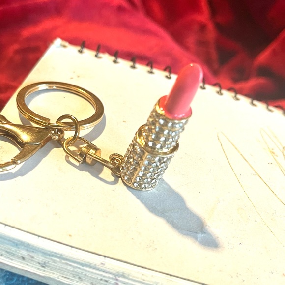 Accessories | Crystal Lipstick Charm Keychain With Cut Outs Sparkly ...